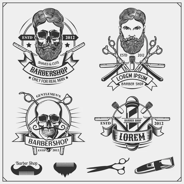 Set Vintage Barber Shop Labels Badges Emblems Design Elements Stock ...