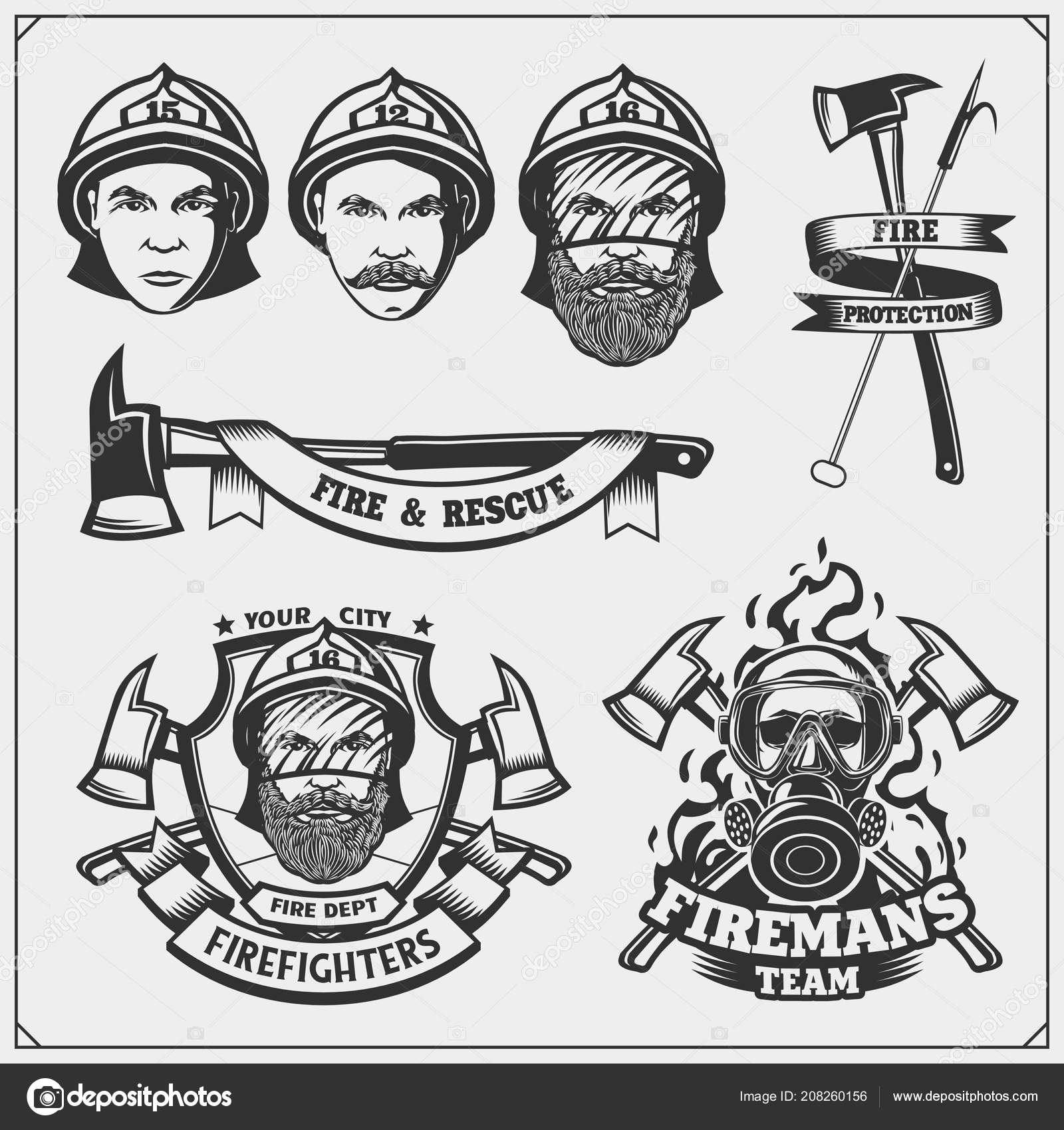 Firefighter Badge Cartoon