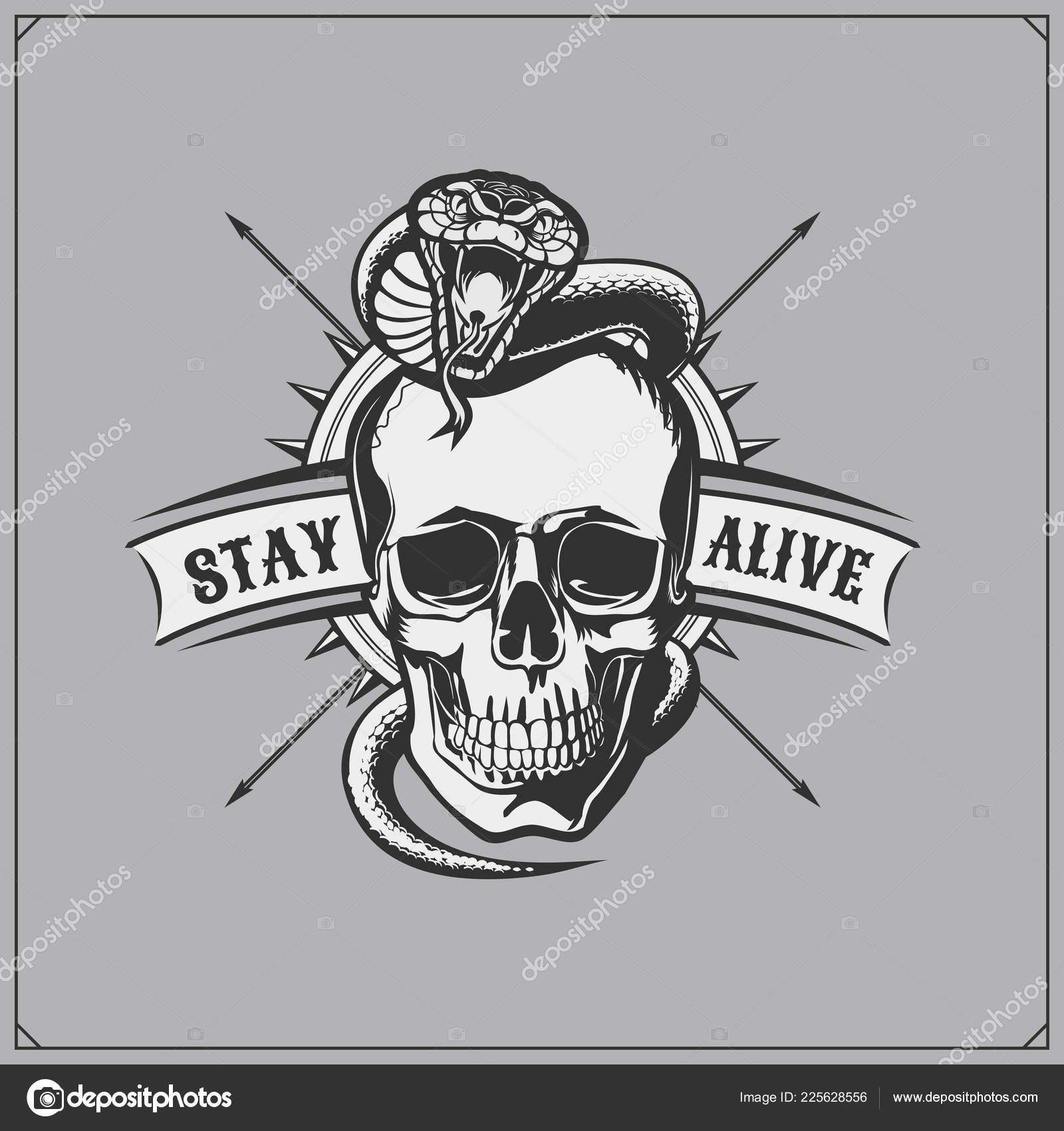 Emblem Whith Skull Snake Print Design Shirts Stock Vector Image by ...