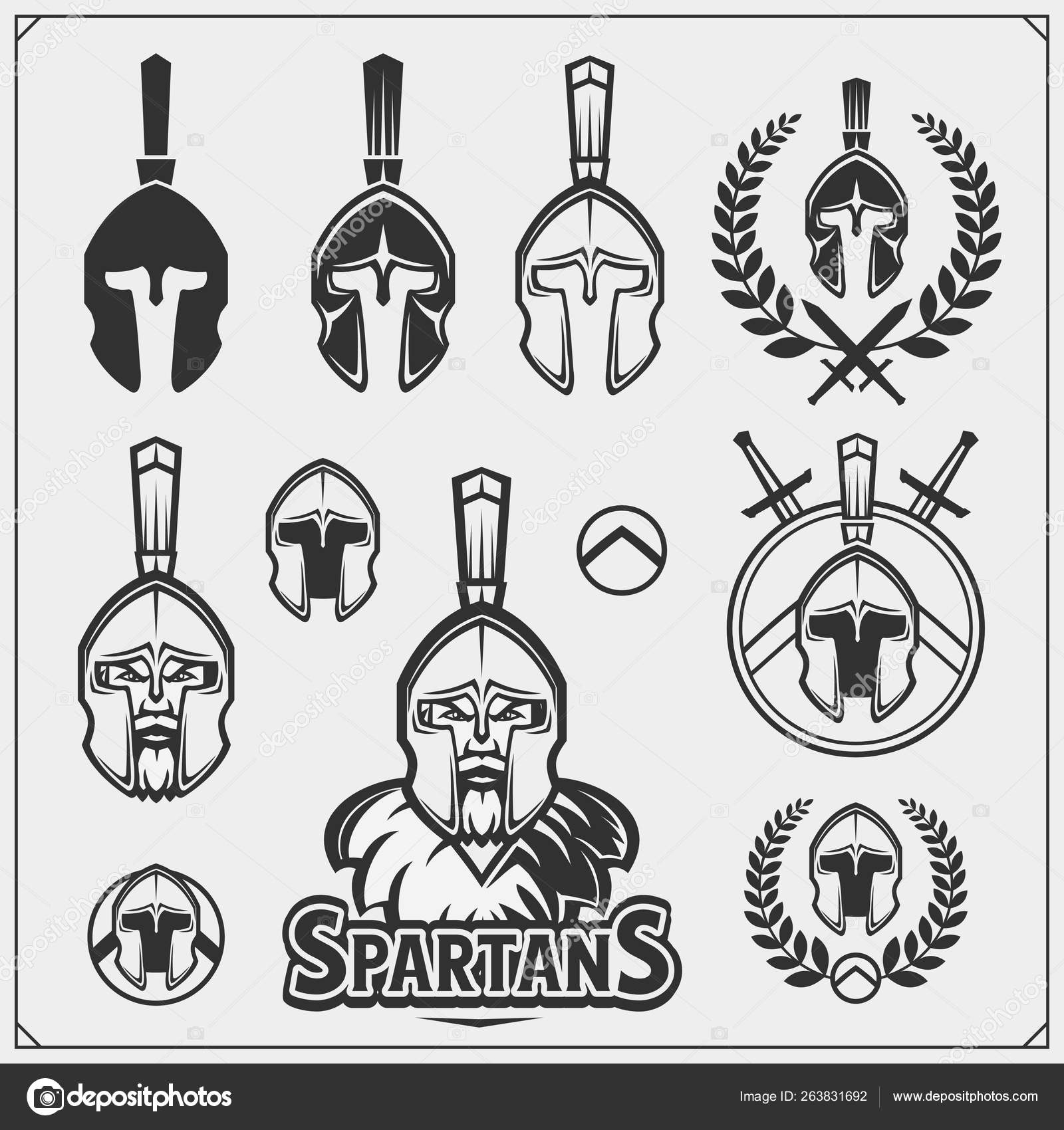 Set Spartans Emblems Labels Sport Club Design Elements Templates ...
