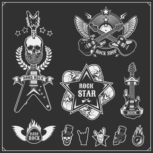 Rock'n'Roll music symbols, labels, logos and design elements. Stock ...