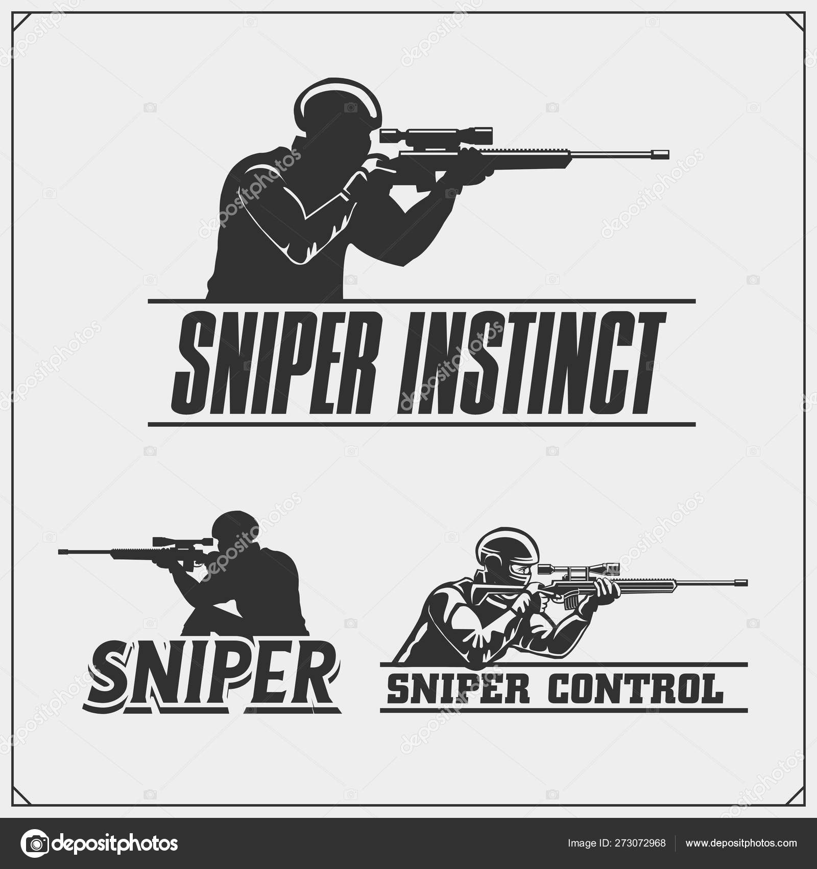 Sniper Emblems Sport Team Sniper Club Labels Design Elements Print ...