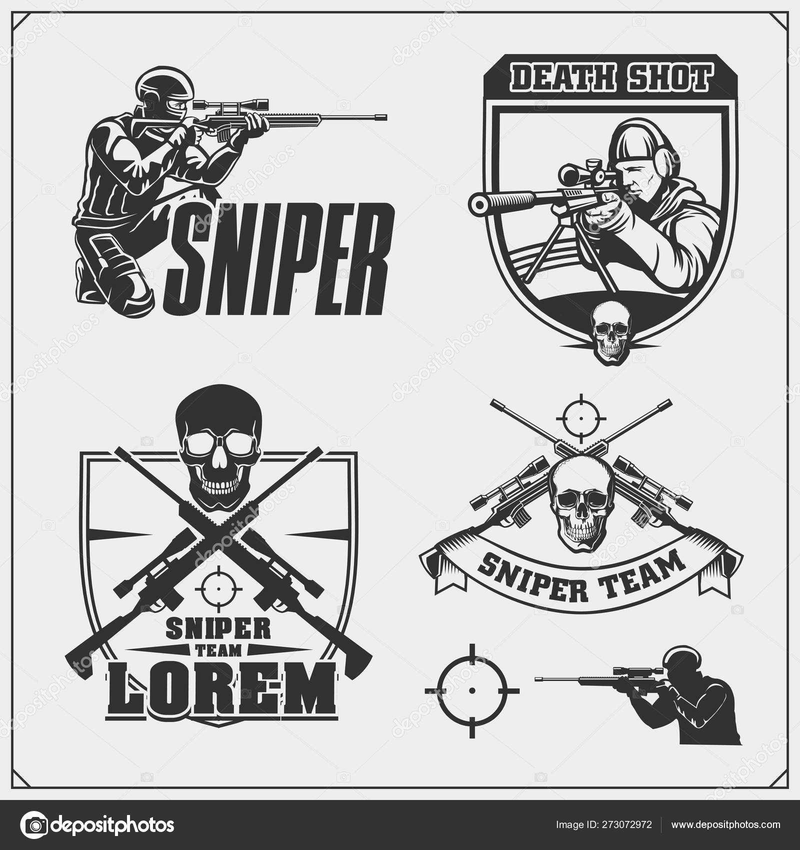 Sniper Emblems Sport Team Sniper Club Labels Design Elements Print ...