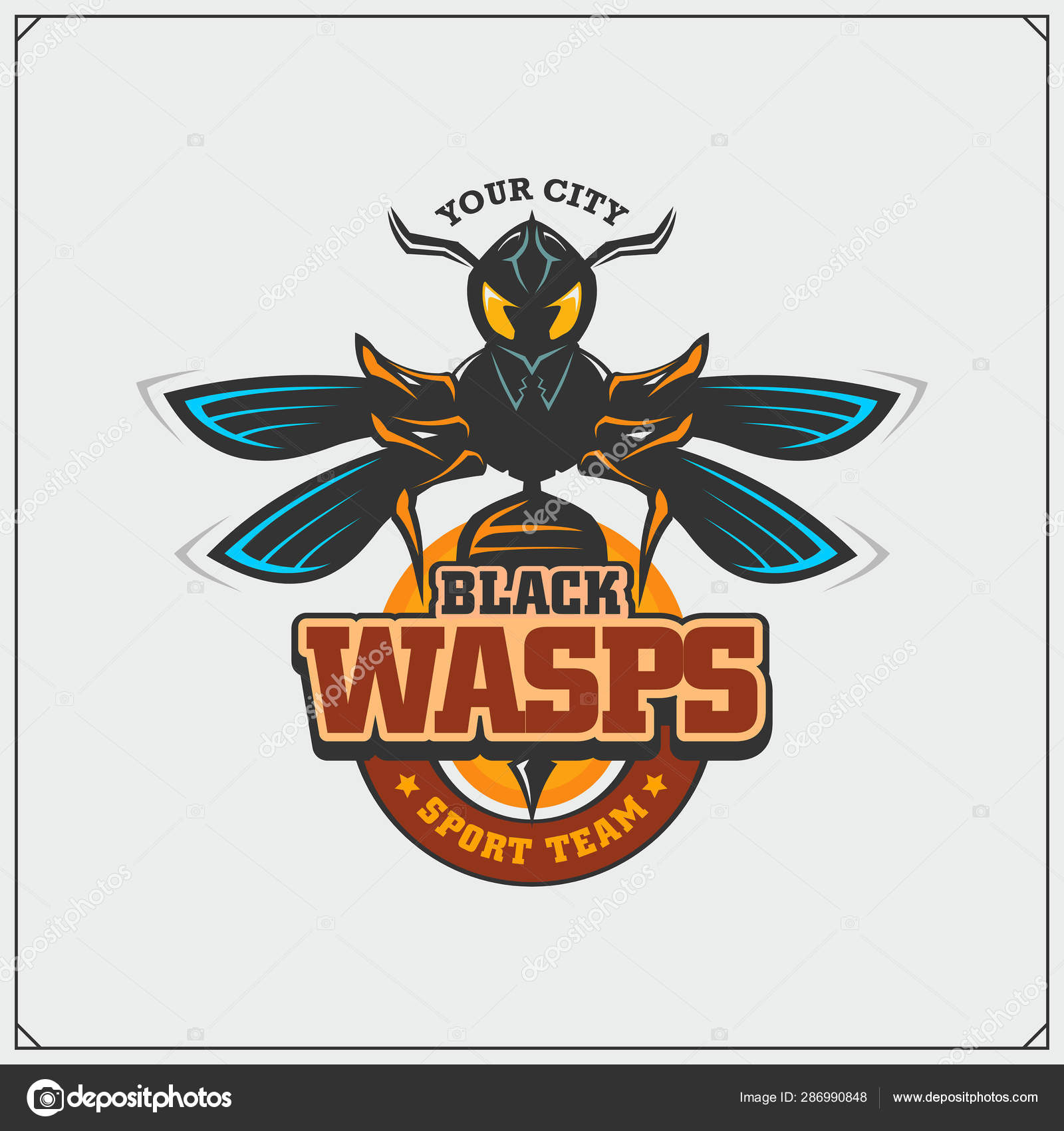 Wasp Emblem Design Elements Dangerous Stinging Insect Sport Club Emblem ...