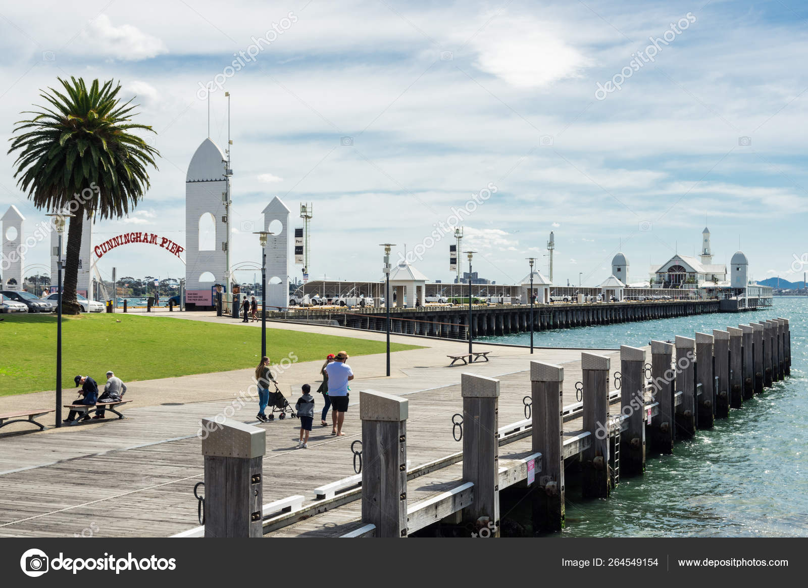 Geelong harbour with Cunningham Pier in Australia in the background ...