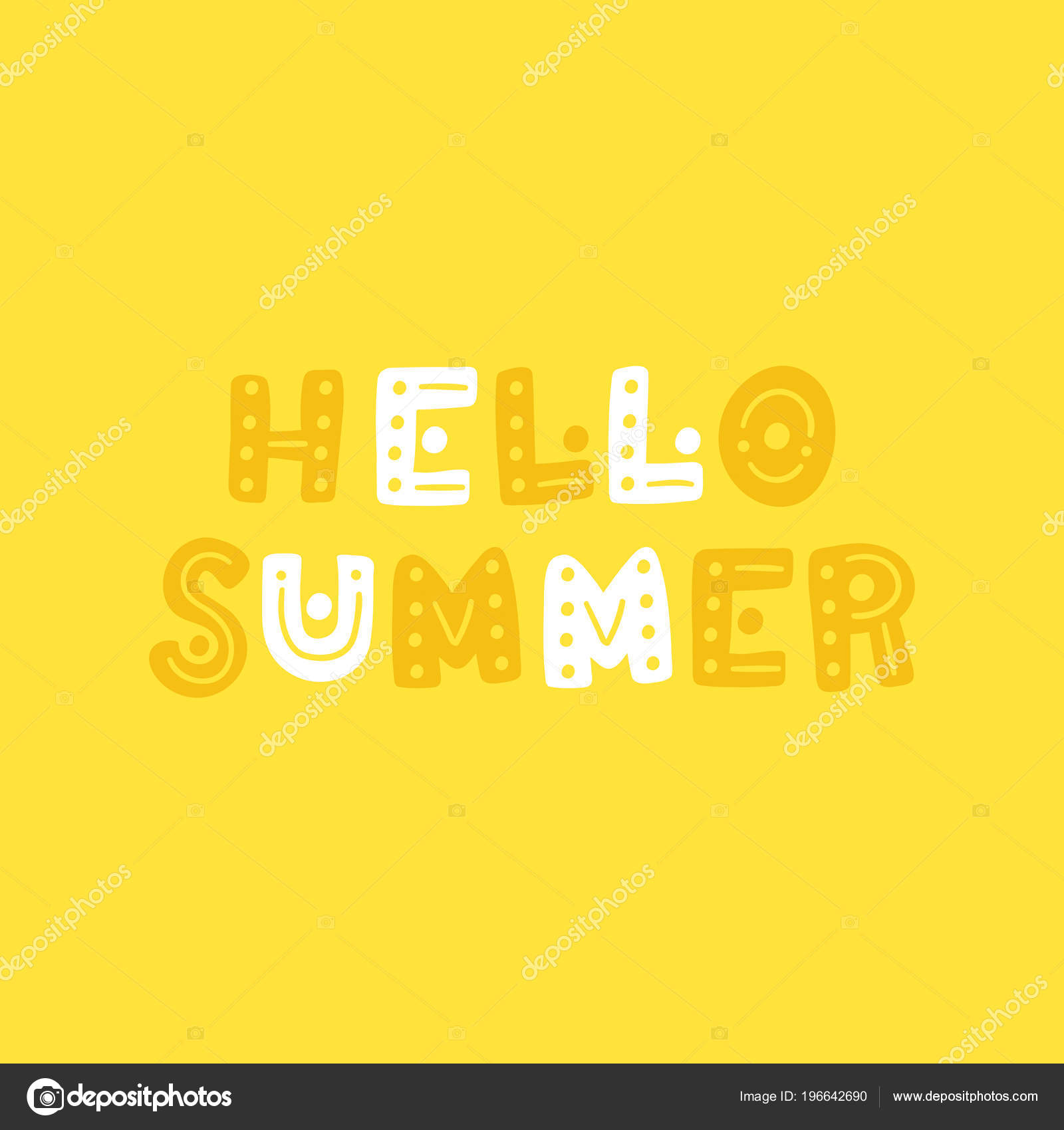 Hello Summer Cute Hand Drawn Season Greeting Vector Illustration Red ...