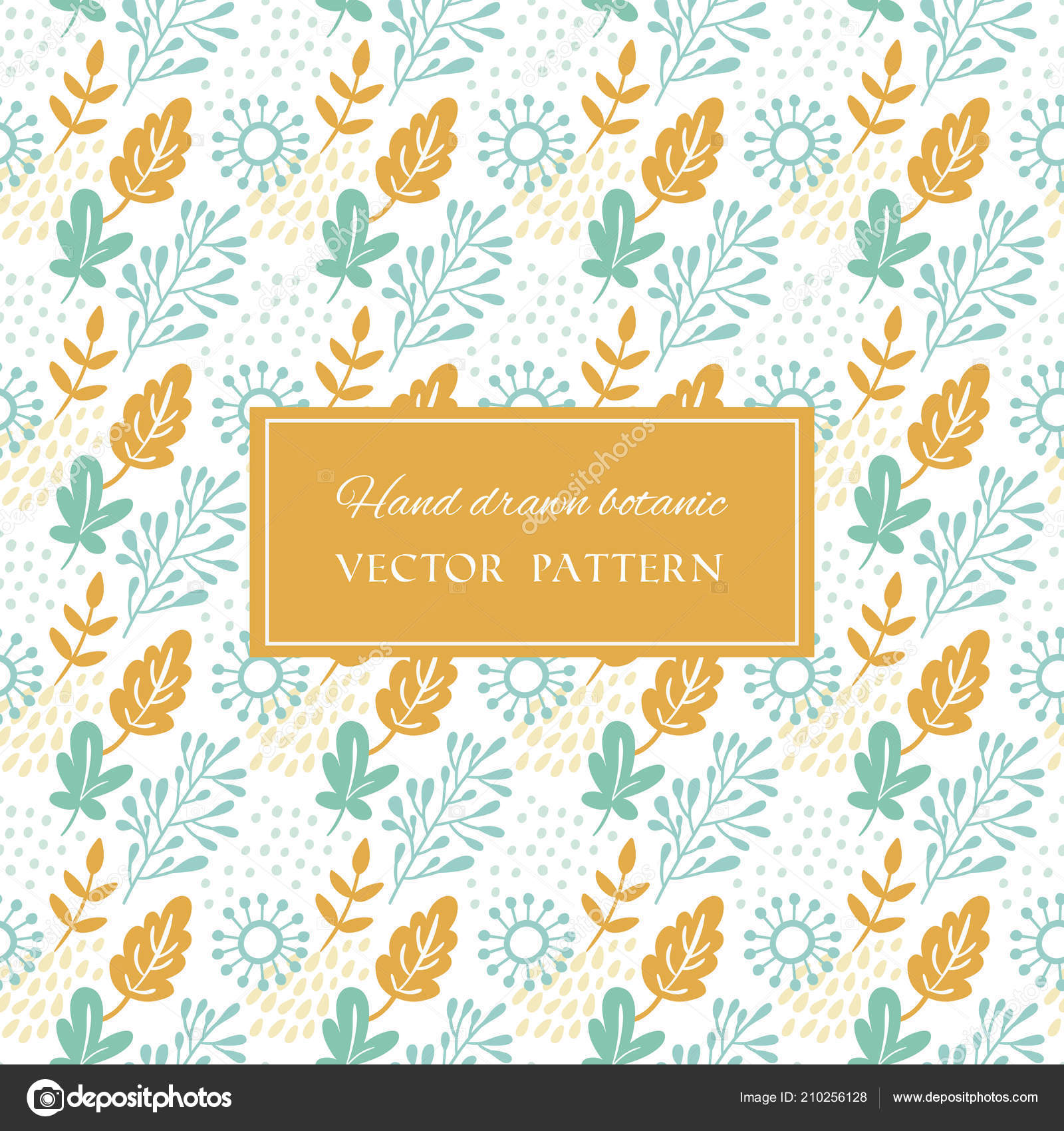 Botanic Hand Drawn Seamless Vector Pattern Forest Leaves Doodle ...