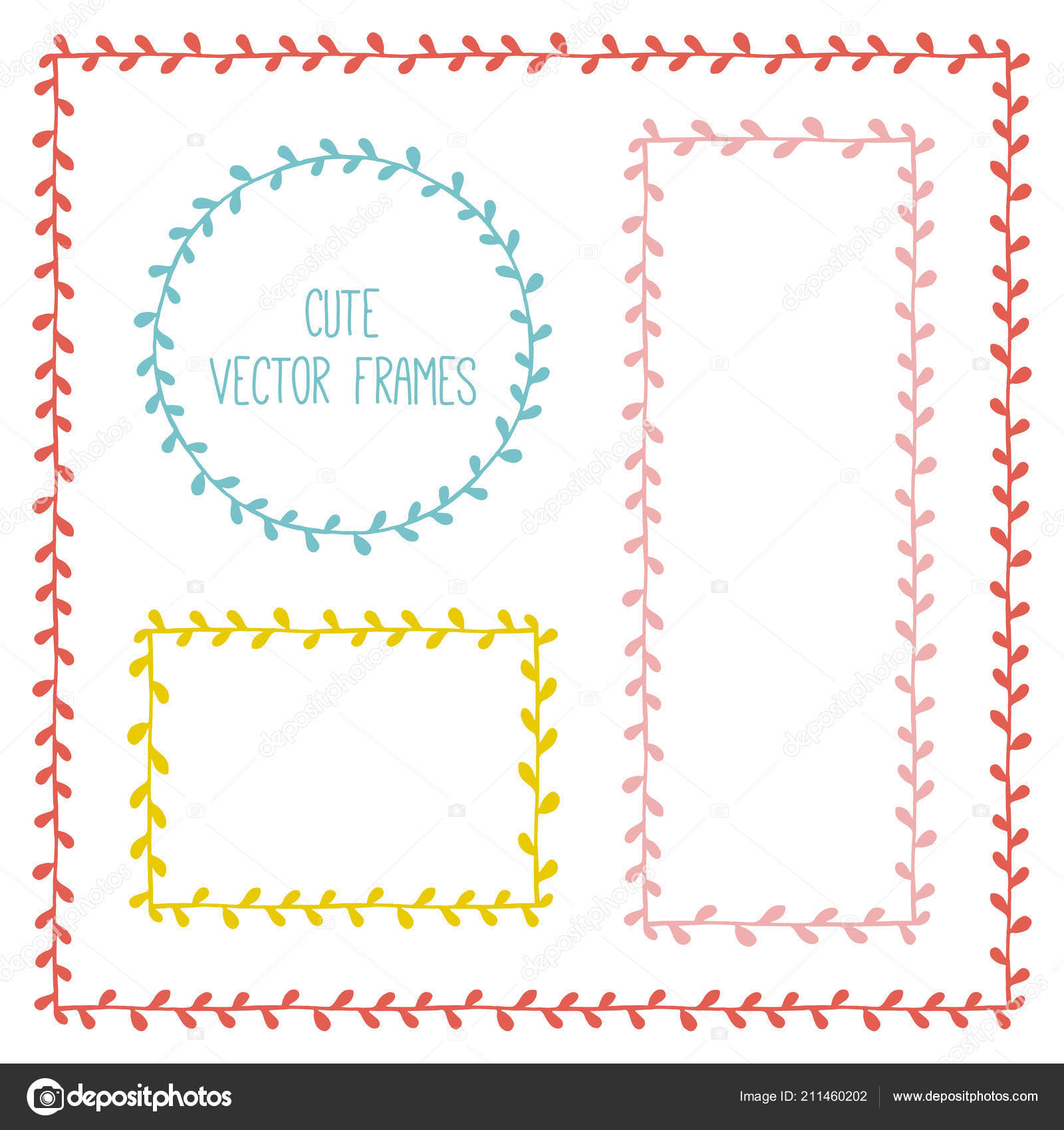 Lindo Conjunto Marcos Vectoriales Dibujados Mano Colección Coloridos ...