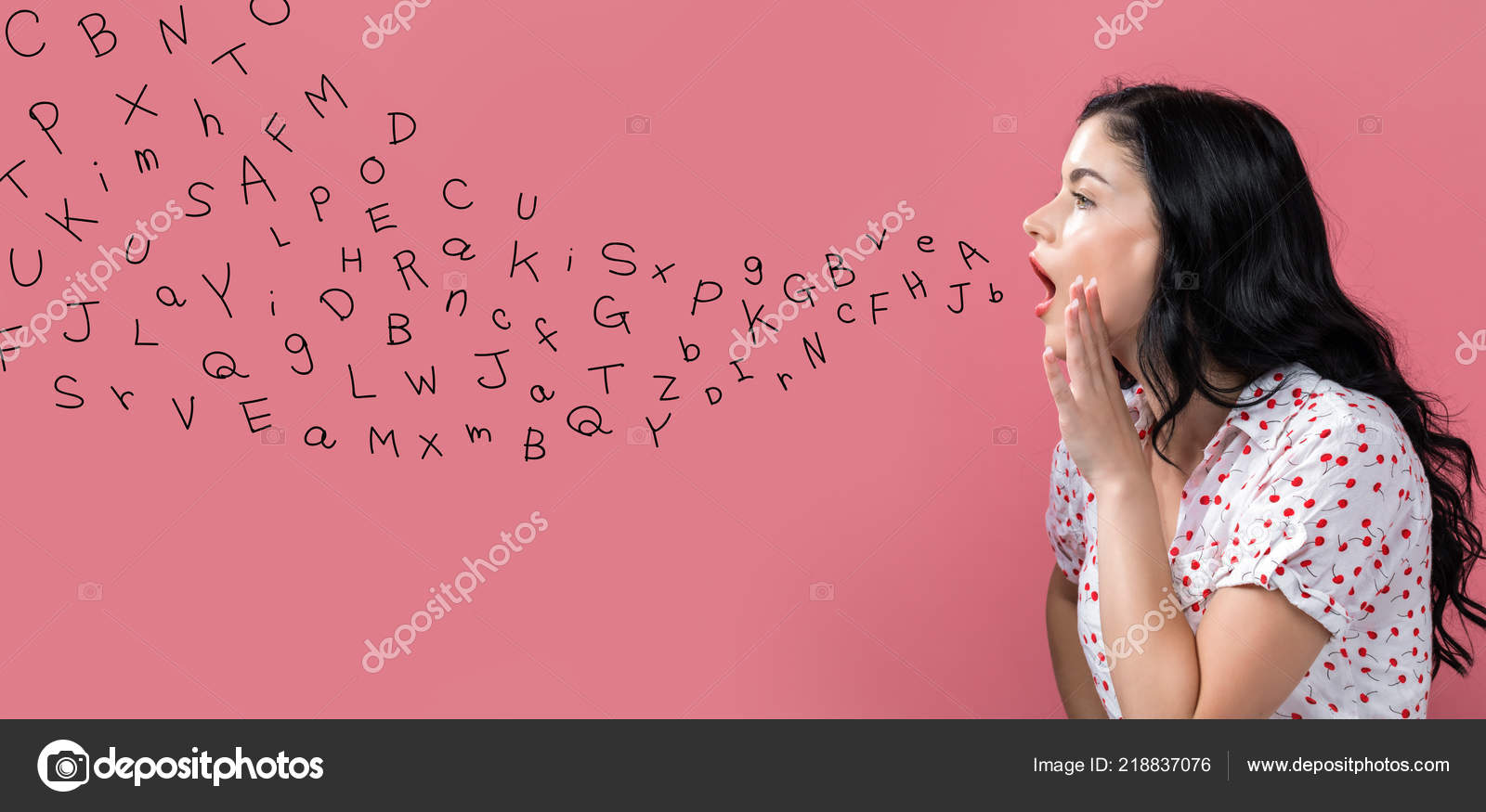 Alphabet letters with young woman speaking Stock Photo by ©Melpomene ...
