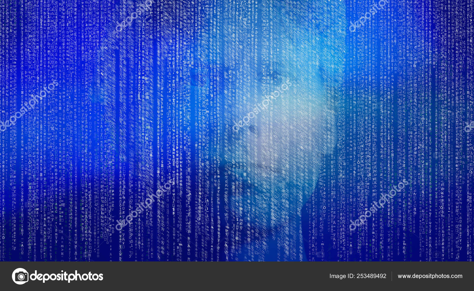 Abstract Matrix Digital Numbers Artifical Intelligence Theme Human Face ...
