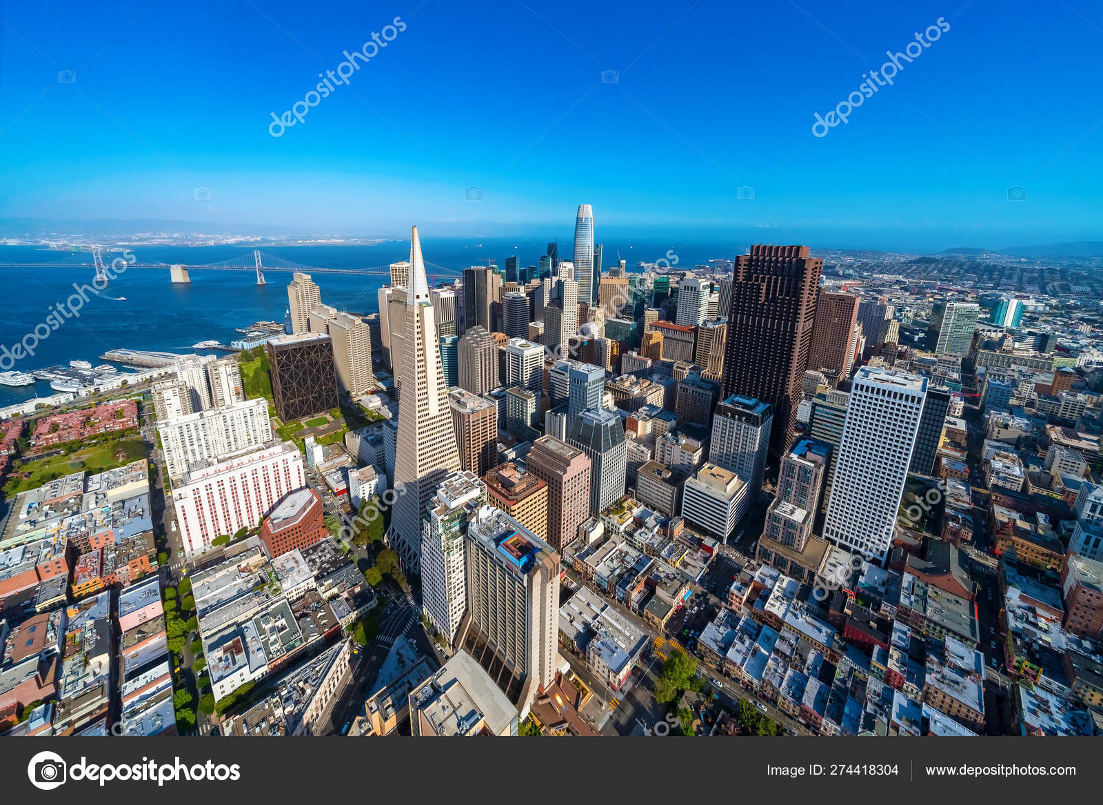 Downtown San Francisco aerial view Stock Photo by ©Melpomene 274418304