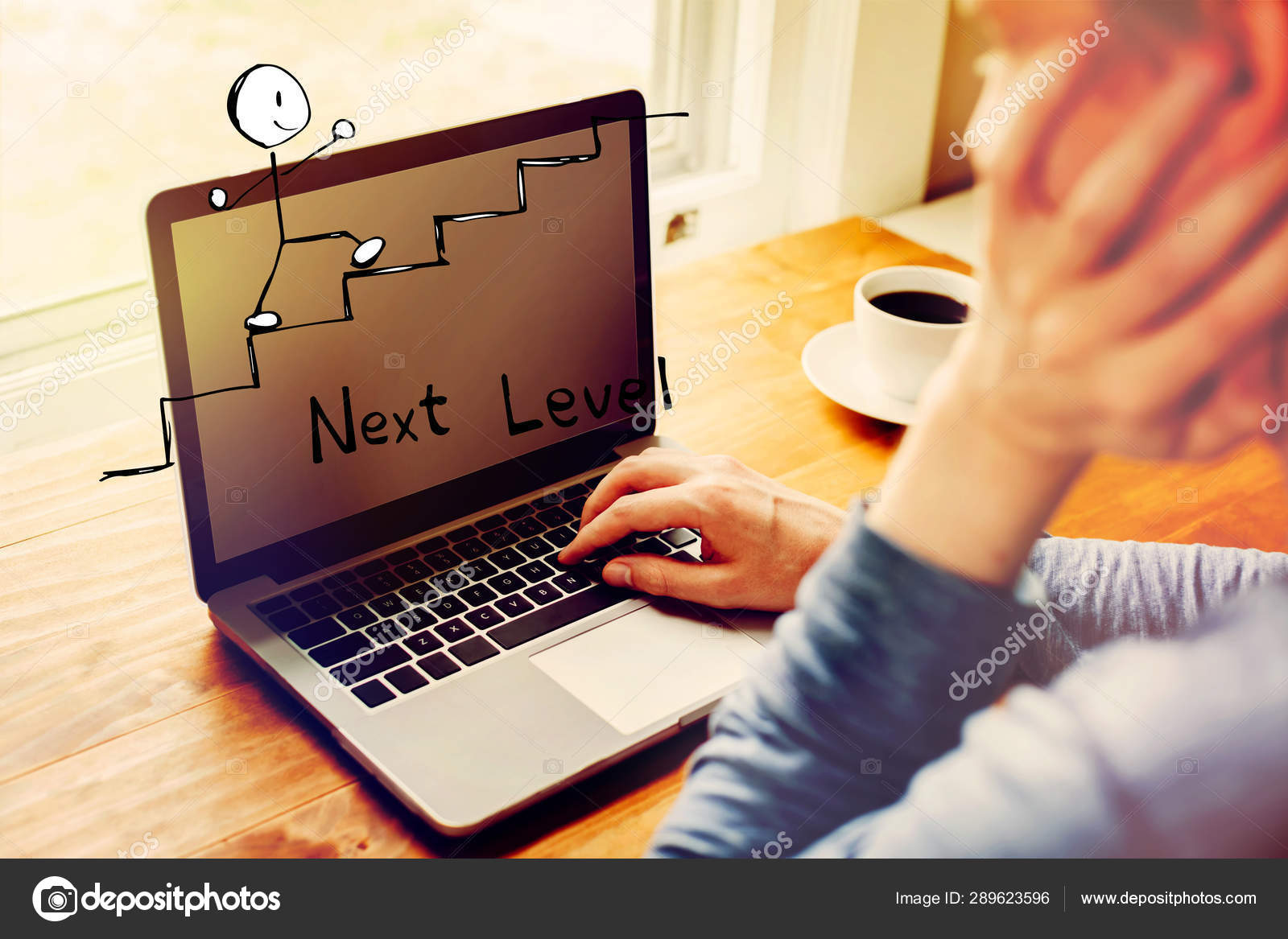 Next level concept with man using a laptop — Stock Photo © Melpomene ...