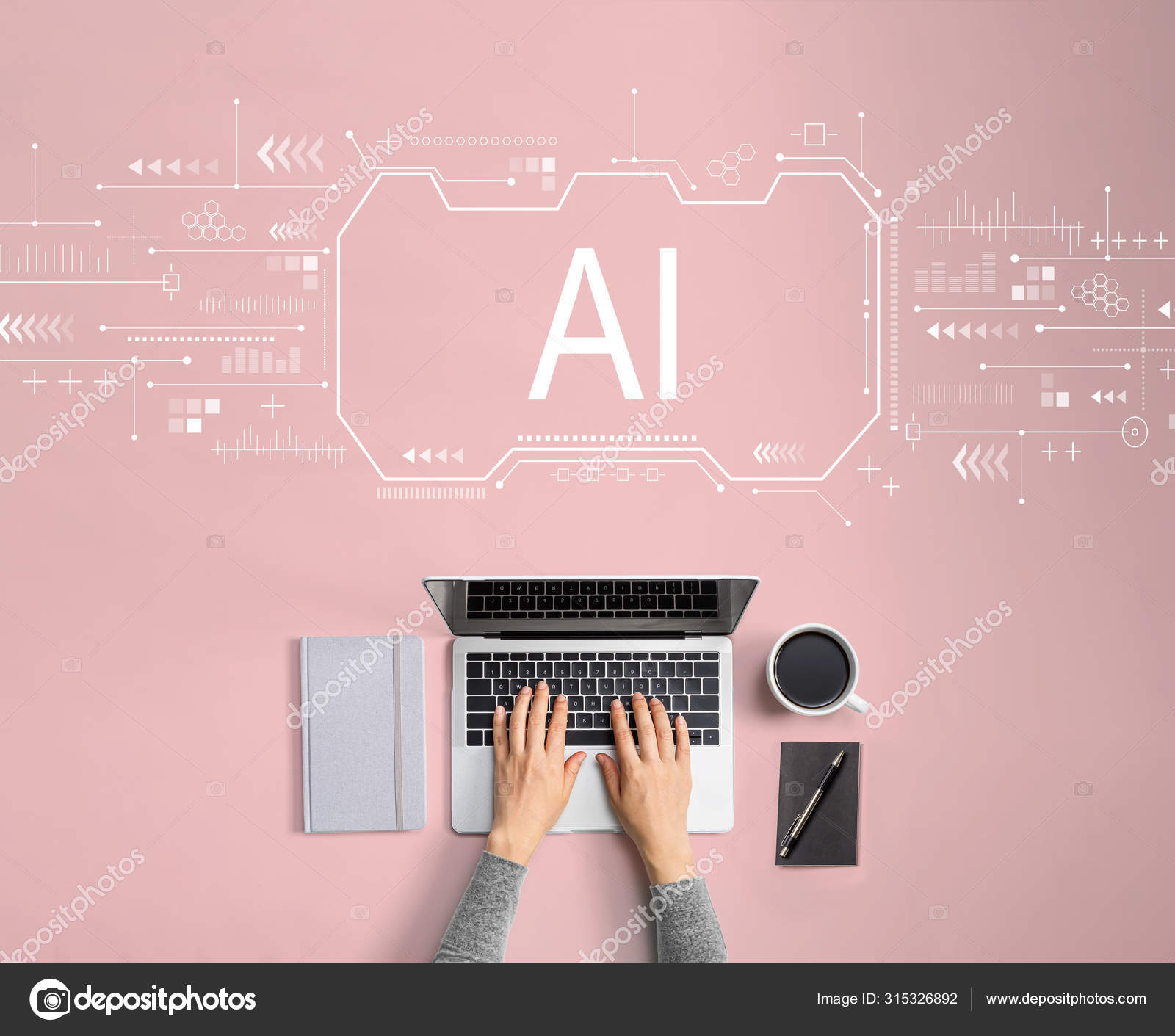 AI concept with person using laptop — Stock Photo © Melpomene #315326892