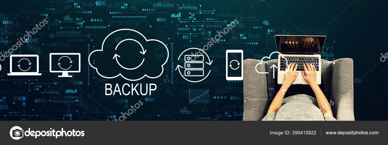 Backup concept with person using a laptop — Stock Photo © Melpomene ...