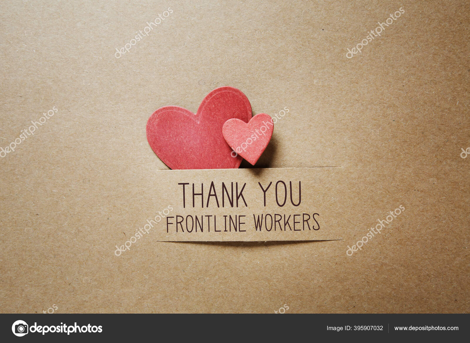 Thank You Frontline Workers message with small hearts Stock Photo by ©Melpomene 395907032