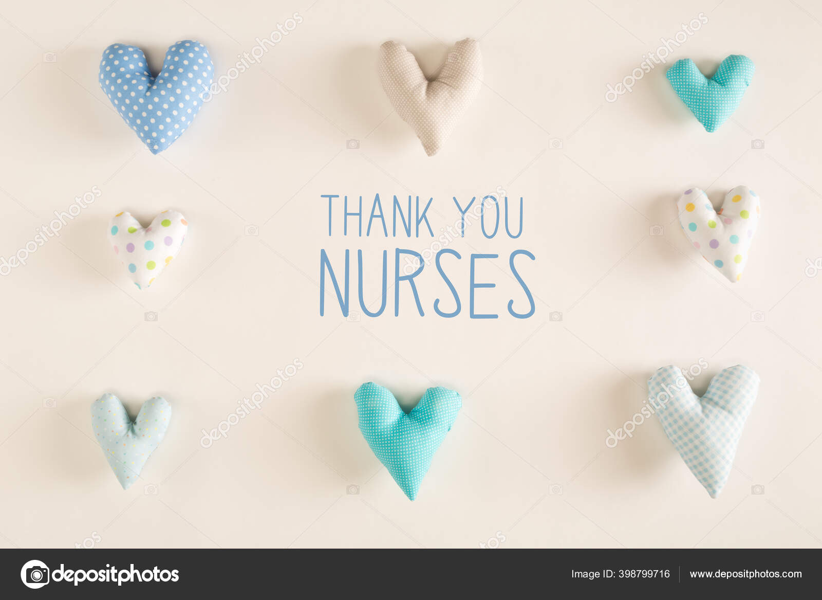 Thank You Nurses message with blue heart cushions — Stock Photo ...