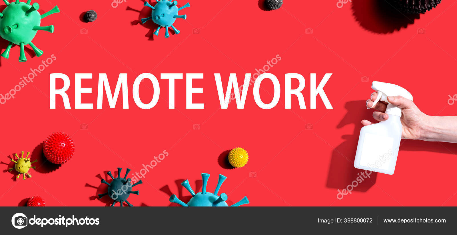 Remote Work theme with spray and viruses — Stock Photo © Melpomene ...