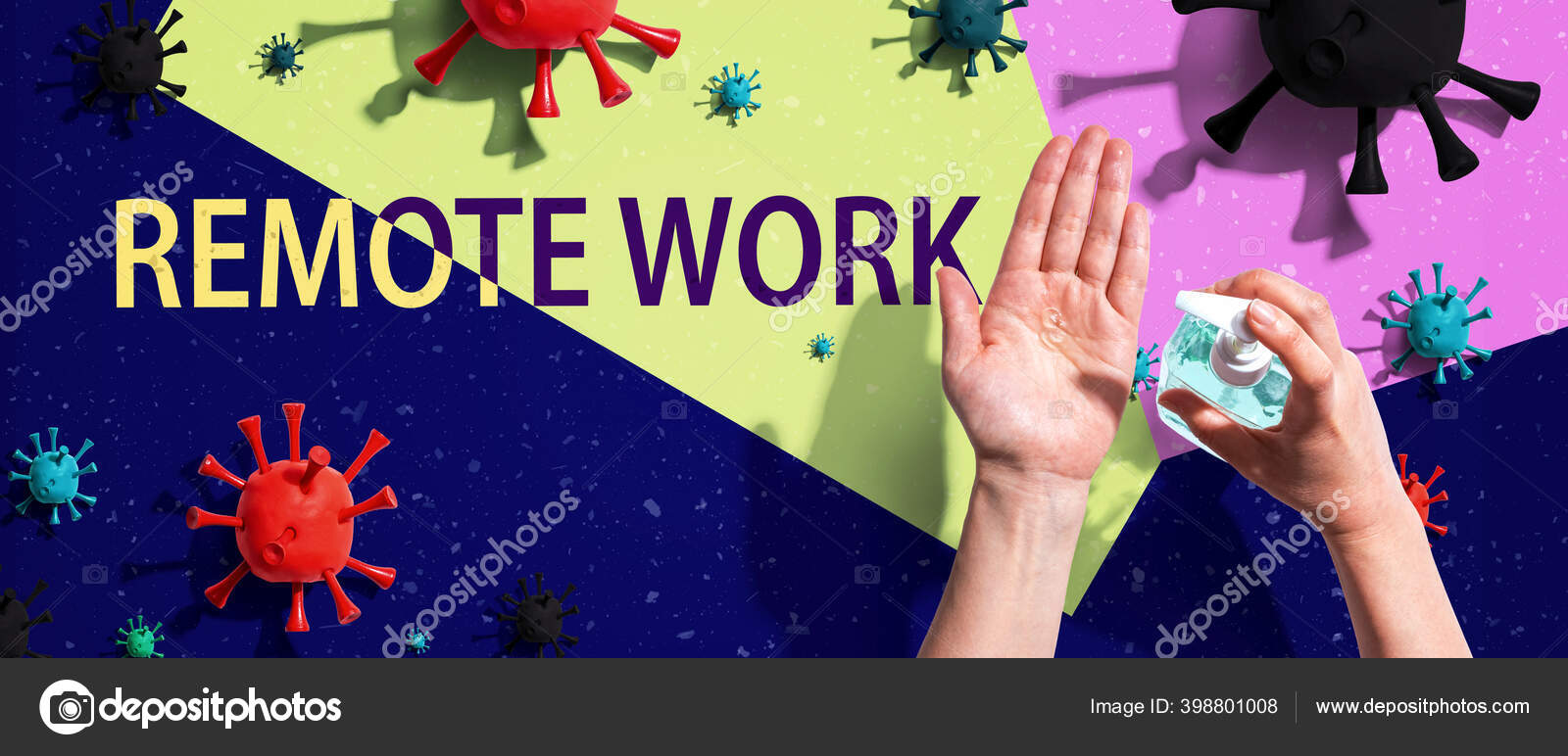 Remote Work theme with person washing their hands Stock Photo by ...