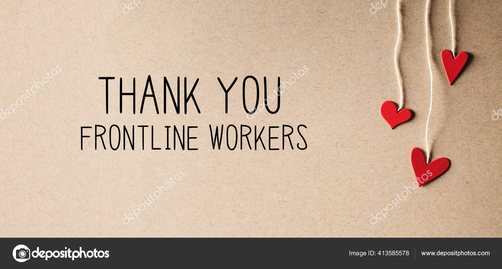Thank You Frontline Workers message with small hearts — Stock Photo © Melpomene #413585578