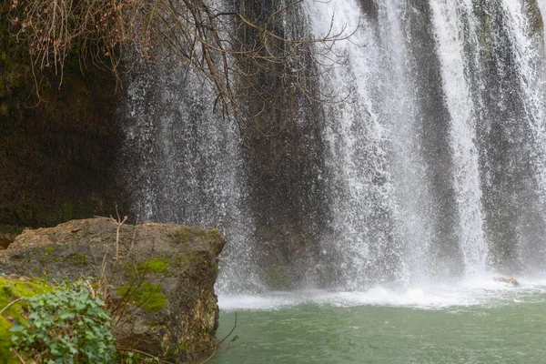 picturesque landscape of big waterfall with clean water - Stock Image ...