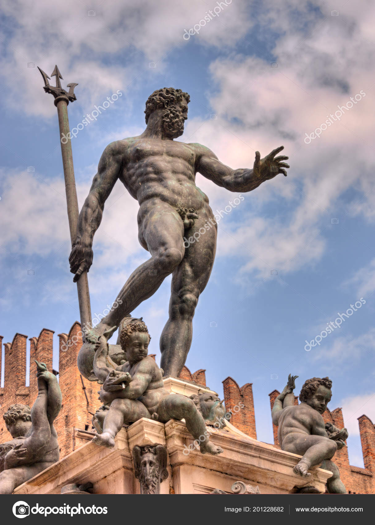 Antigua Estatua Neptuno Dios Del Agua Mar Mitología Romana Religión ...