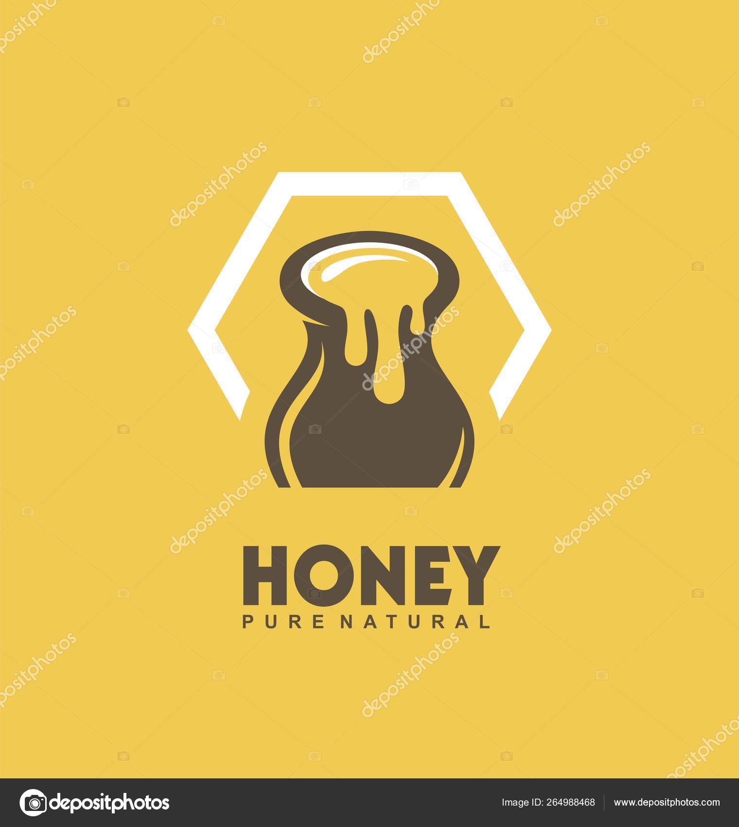 Pure Natural Honey Vector Logo Design Idea Honey Jar Symbol Stock Vector by ©lukeruk 264988468