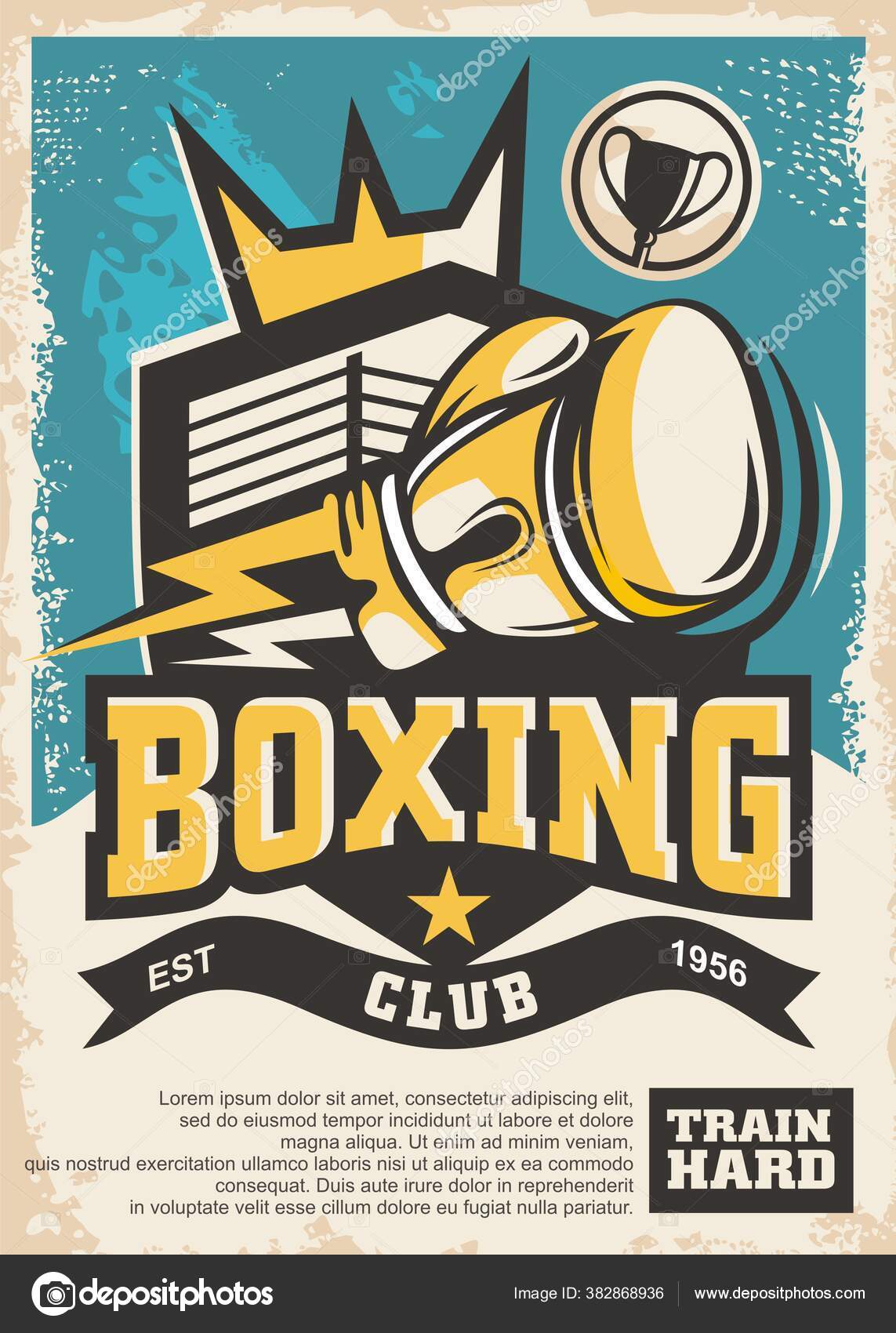 Boxing Club Emblem Poster Design Template Vintage Sports Vector Flyer ...
