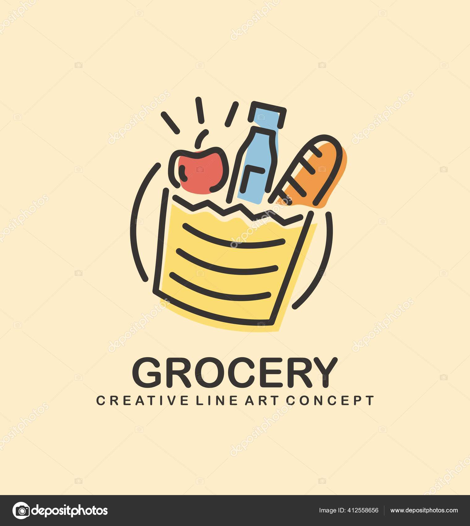 Vector Logo Idea Grocery Store Symbol Design Fruits Bread Milk Stock ...