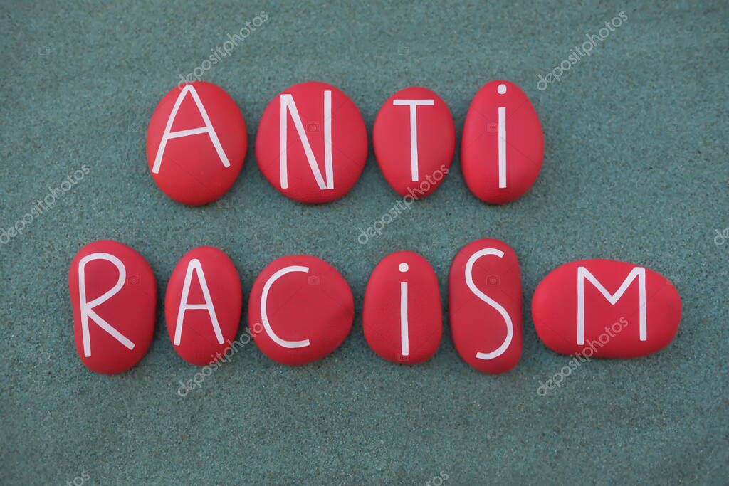 Anti Racismo, eslogan social texto compuesto con letras de piedra de ...