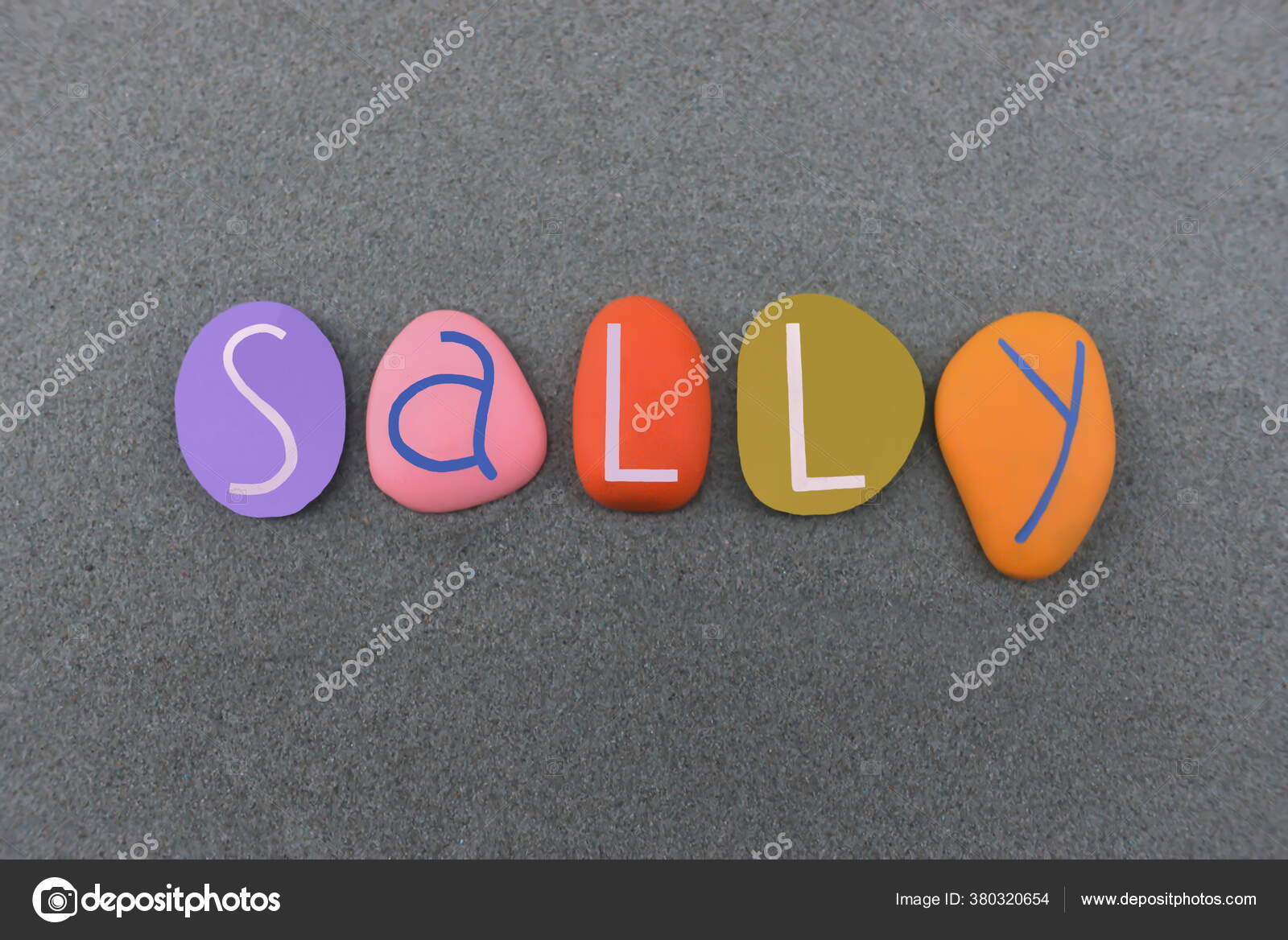 Sally Female Given Name Composed Multi Colored Stone Letters Green ...