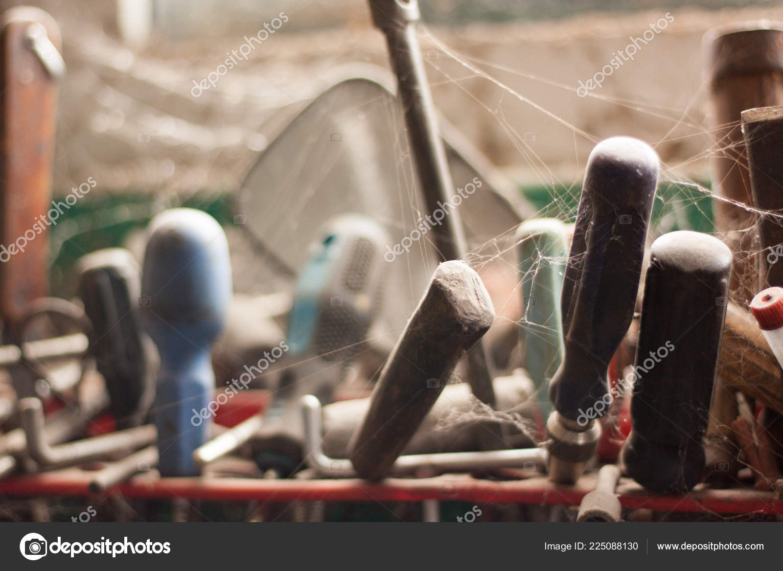 Abandoned Tool Rack Barn Window Tools Covered Cobwebs — Stock Photo ...