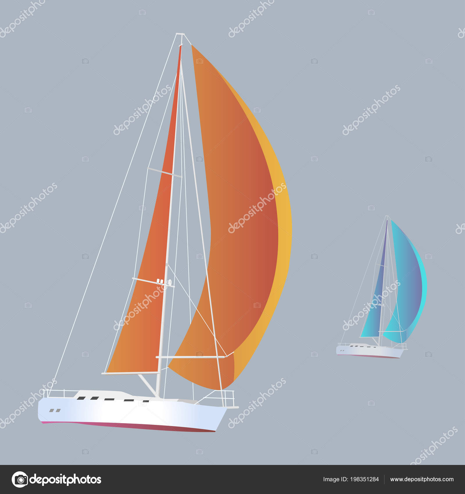 Yate Vela Oceánica Ilustración Vectorial Yate Vela Sobre Fondo Azul ...