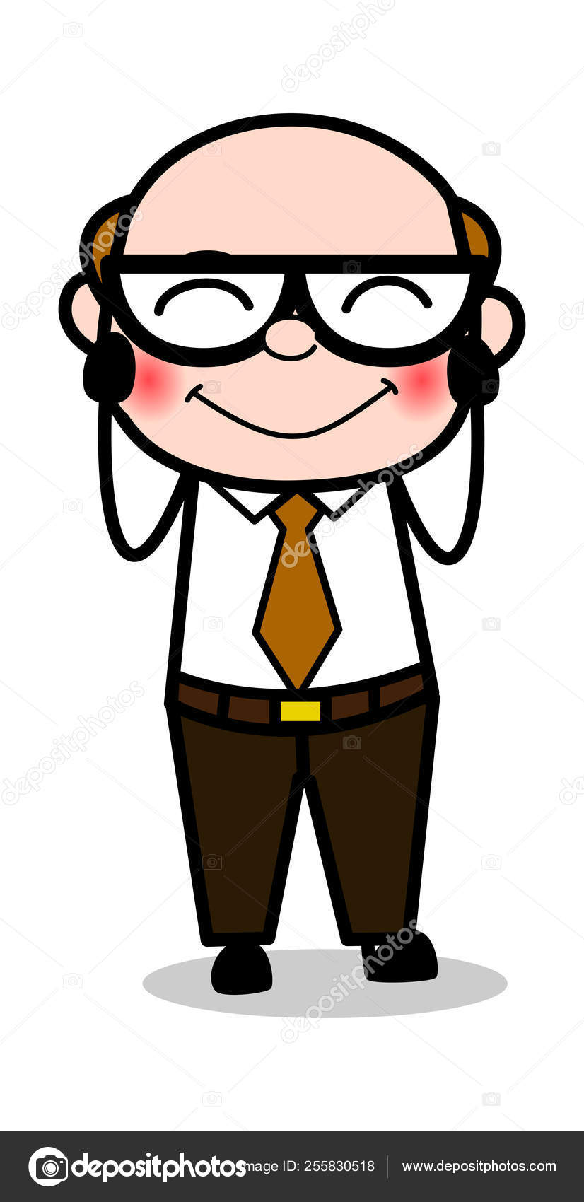 Tímido - Retro Cartoon Office viejo jefe hombre vector ilustración ...