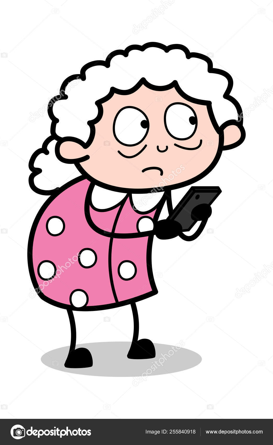 Using Smartphone - Old Cartoon Granny Vector Illustration Stock Vector ...