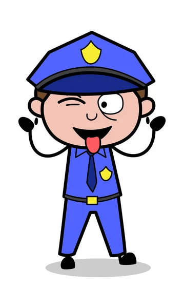 Winking Eye and Pointing Finger - Retro Cop Policeman Vector Ill Stock ...