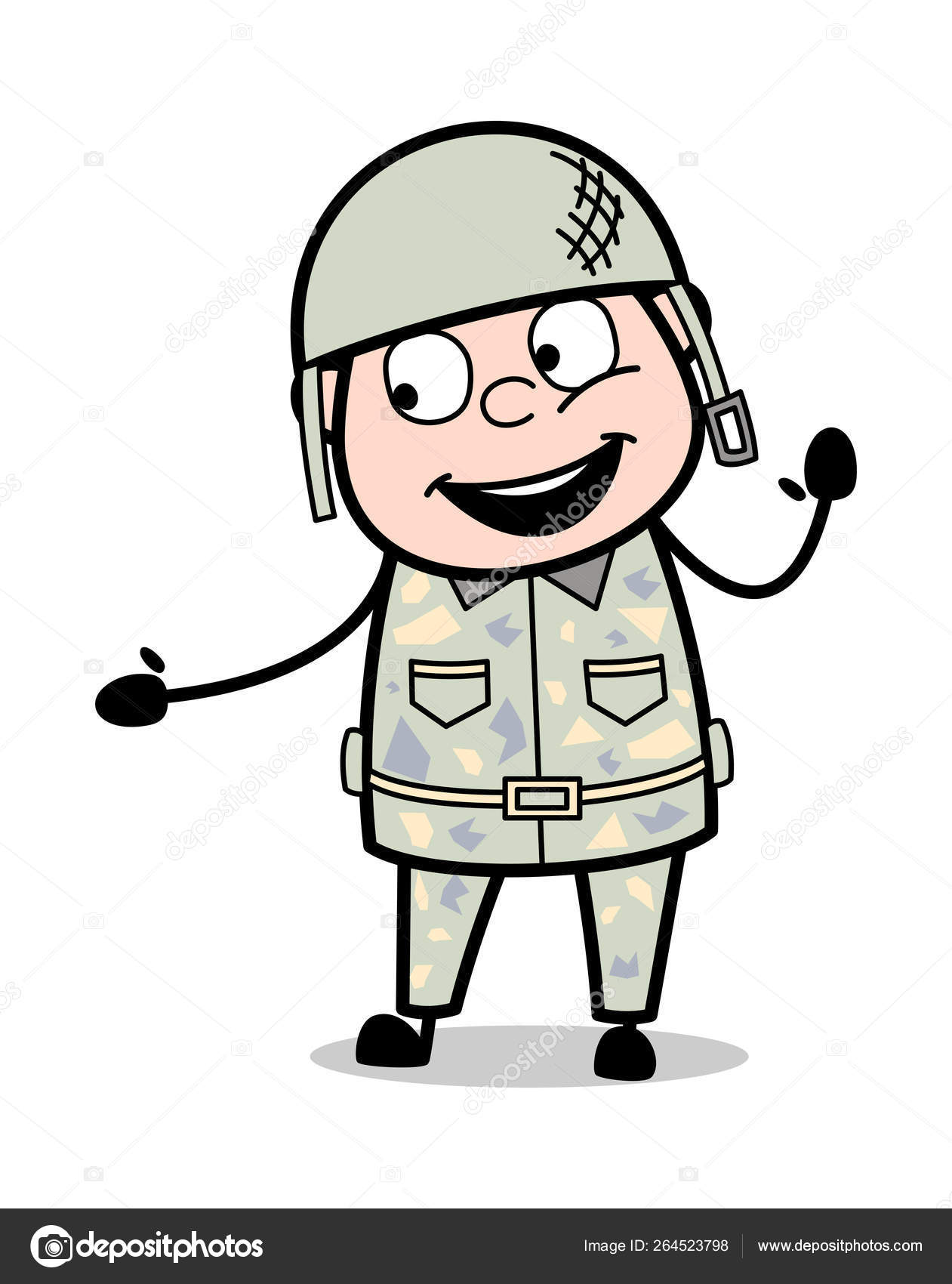 Showing Hand for Help - Cute Army Man Cartoon Soldier Vector Ill Stock ...