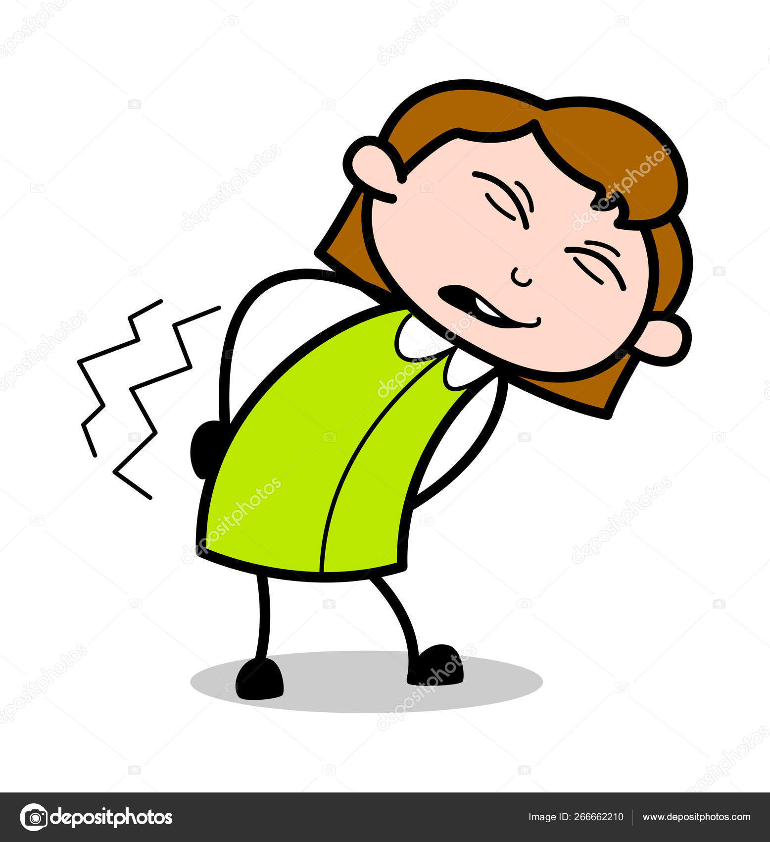 Backache - Retro Office Girl Employee Cartoon Vector Illustratio Stock ...