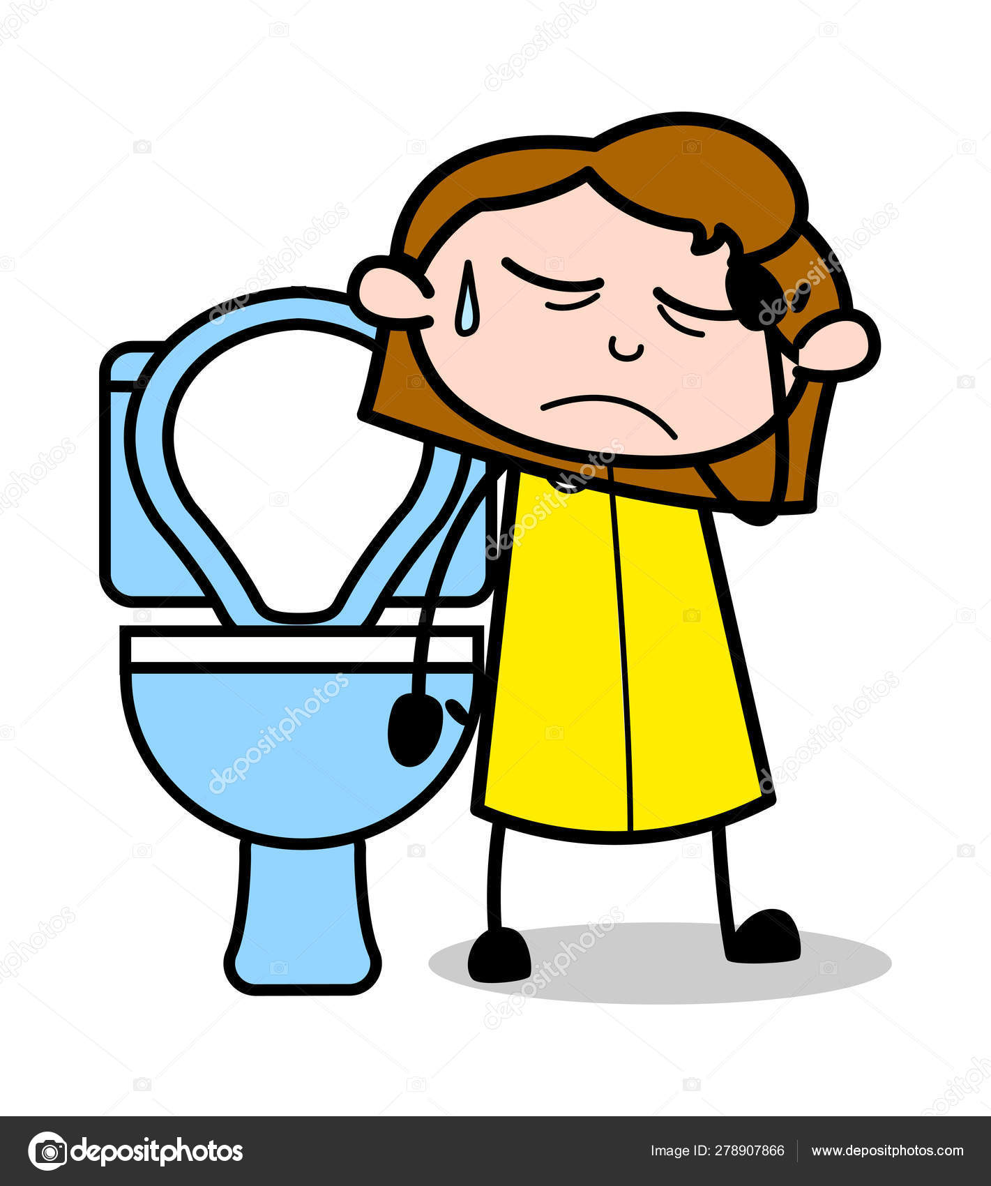 Constipation Problem - Retro Office Girl Employee Cartoon Vector ...