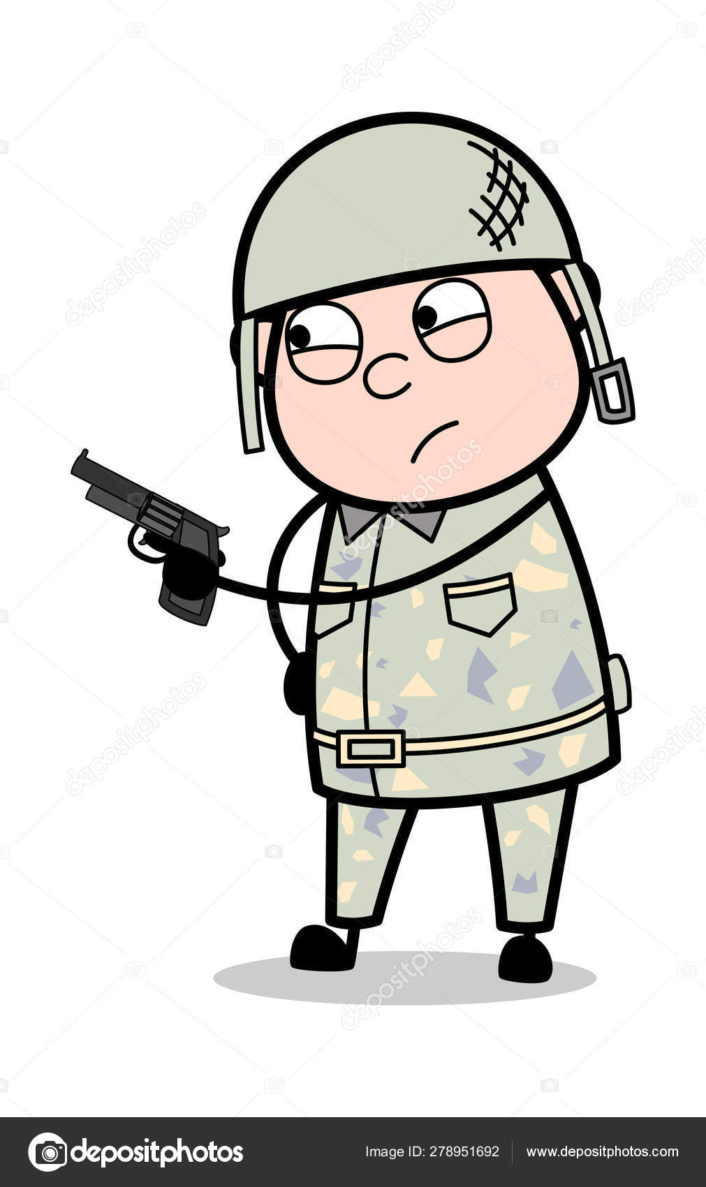 Pointing Gun - Cute Army Man Cartoon Soldier Vector Illustration Stock ...