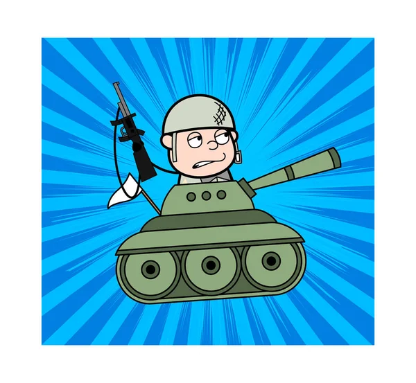 Sitting in Battle Tank and Shooting - Cute Army Man Cartoon Sold ...