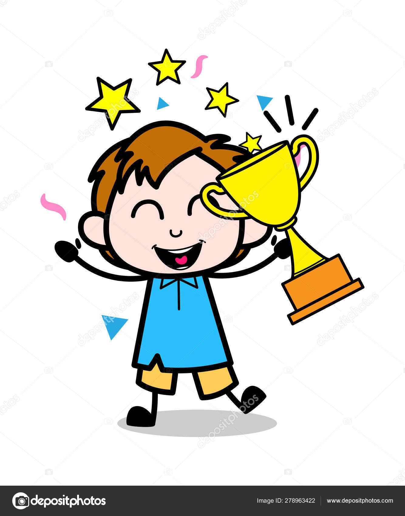 Muy emocionado después de conseguir el trofeo - School Boy Personaje de ...