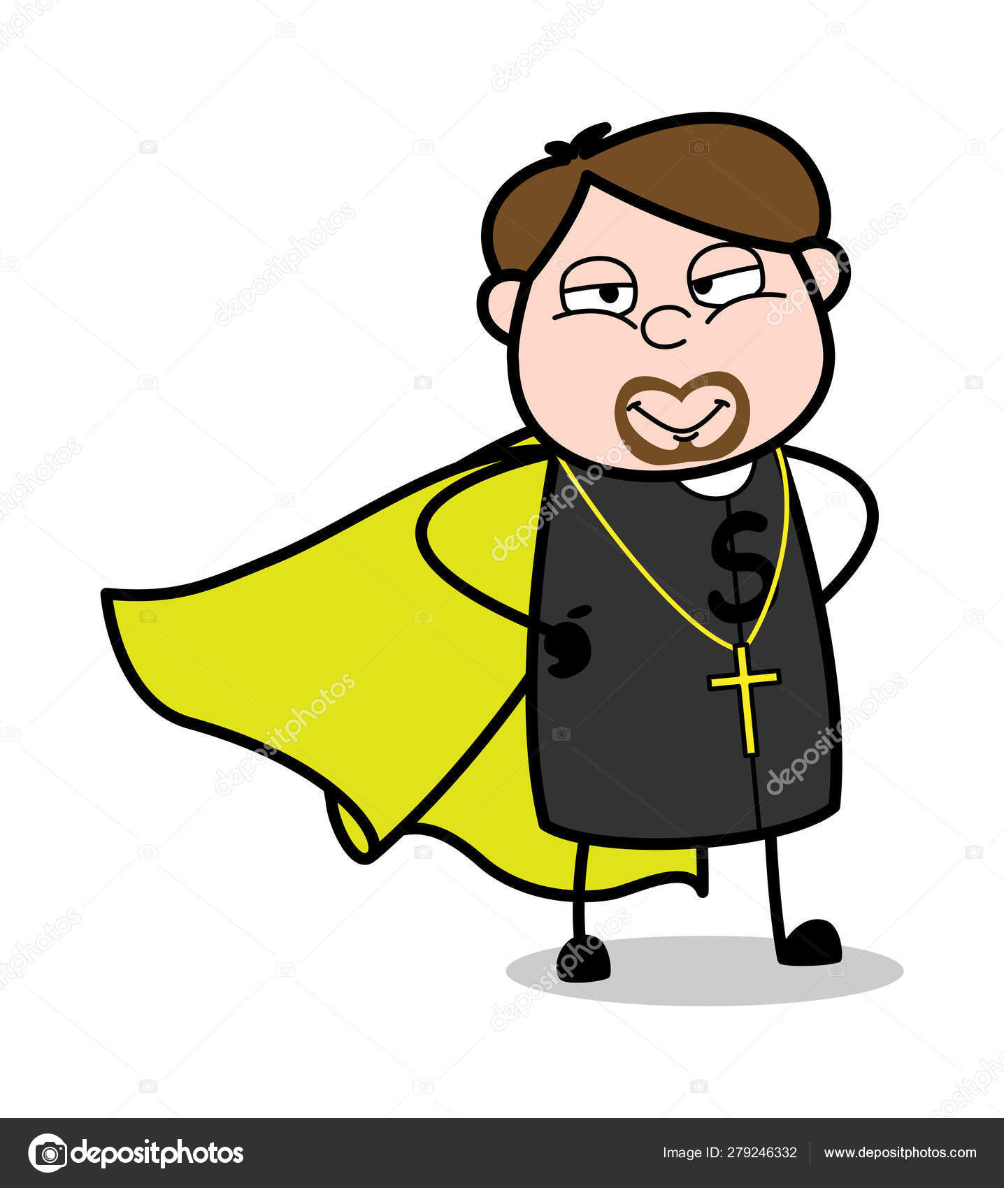 Priest in Super Hero Costume - Cartoon Priest Monk Vector Illust Stock ...