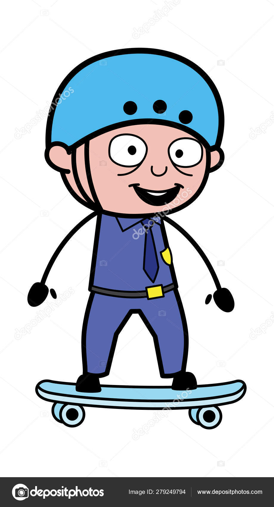 Skateboarding - Retro Cop Policeman Vector Illustration Stock Vector by ...