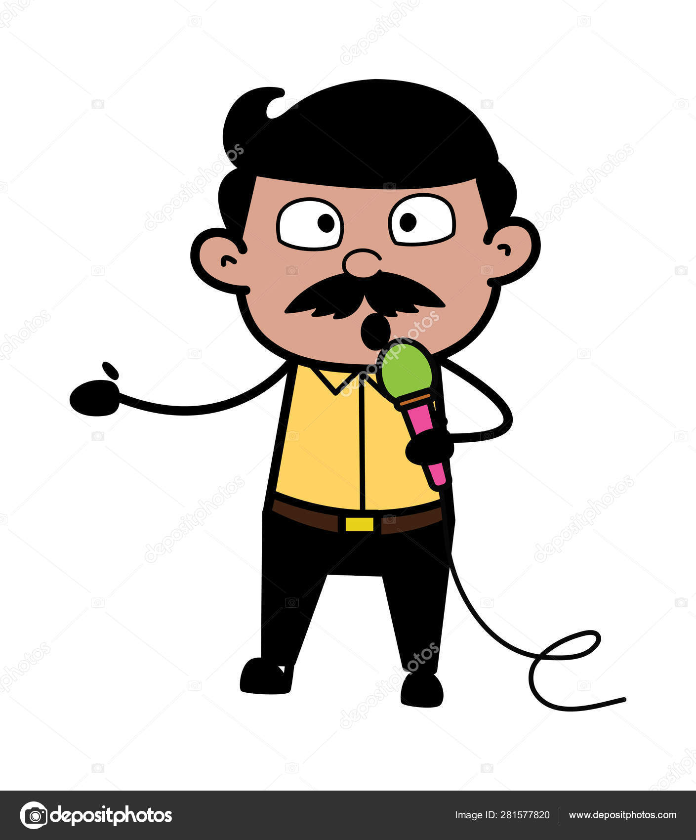 Singing on a Mic - Indian Cartoon Man Father Vector Illustration Stock ...