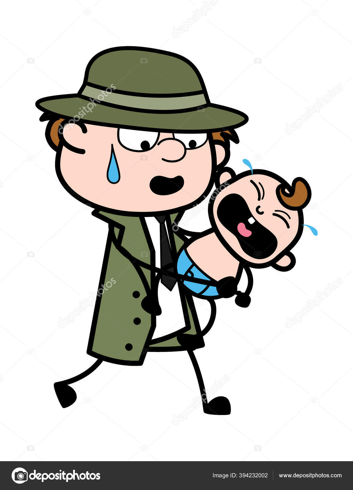 Cartoon Spy Holding Crying Baby Stock Vector Image by ©lineartist ...