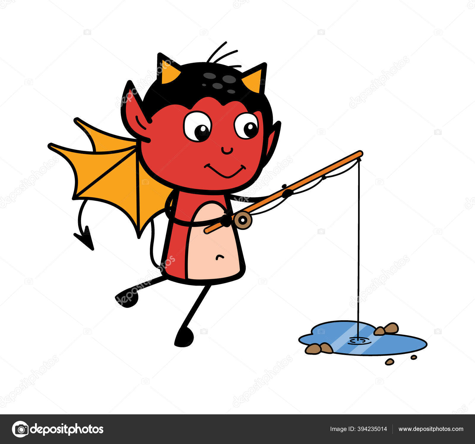 Cartoon Devil Fishing Illustration Stock Vector Image by ©lineartist ...