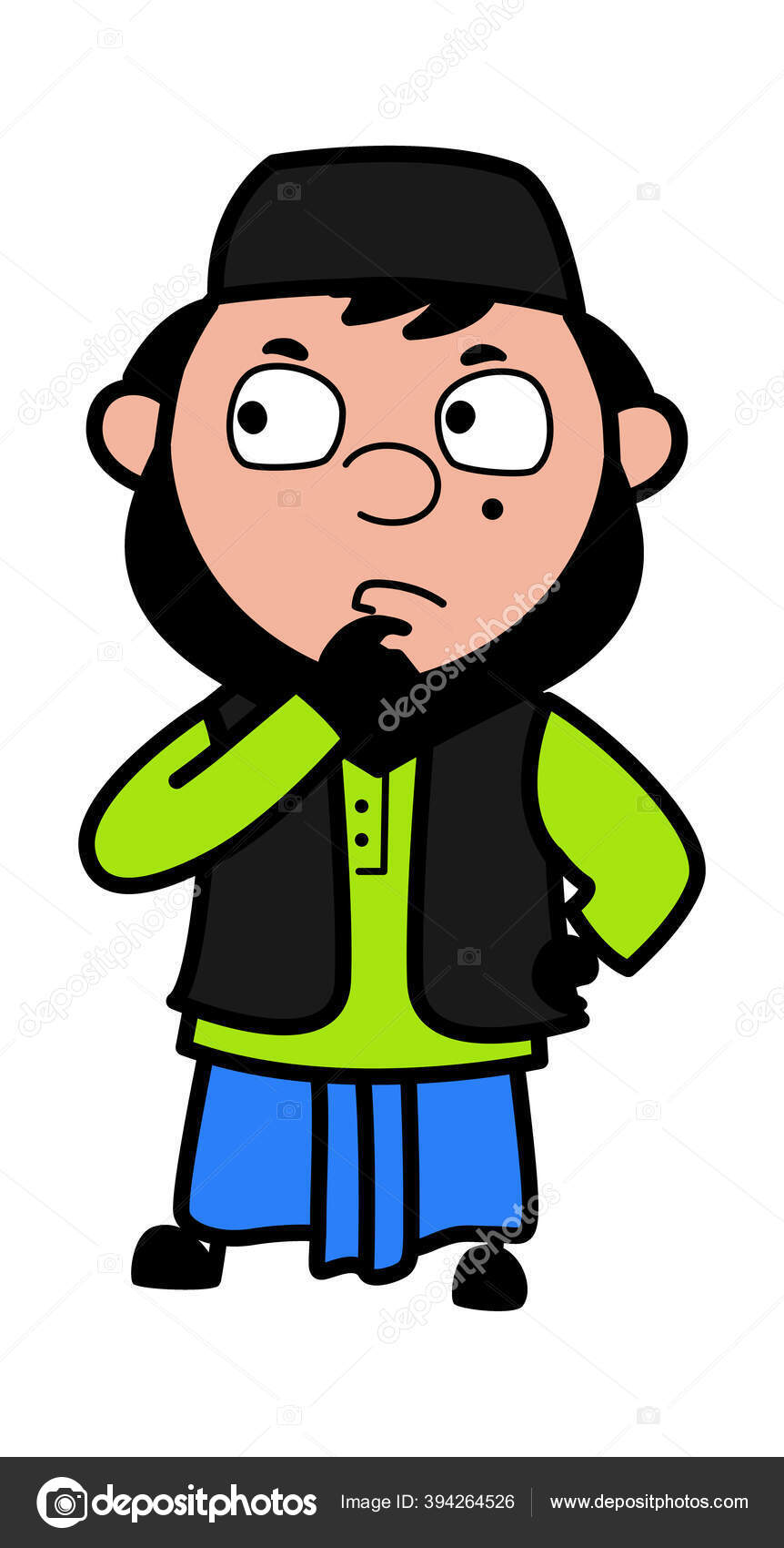 Cartoon Muslim Man Thinking Seriously Stock Vector Image by ©lineartist ...