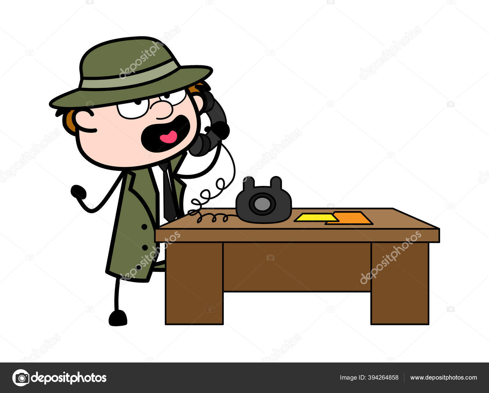 Cartoon Spy Talking Phone Stock Vector by ©lineartist 394264858