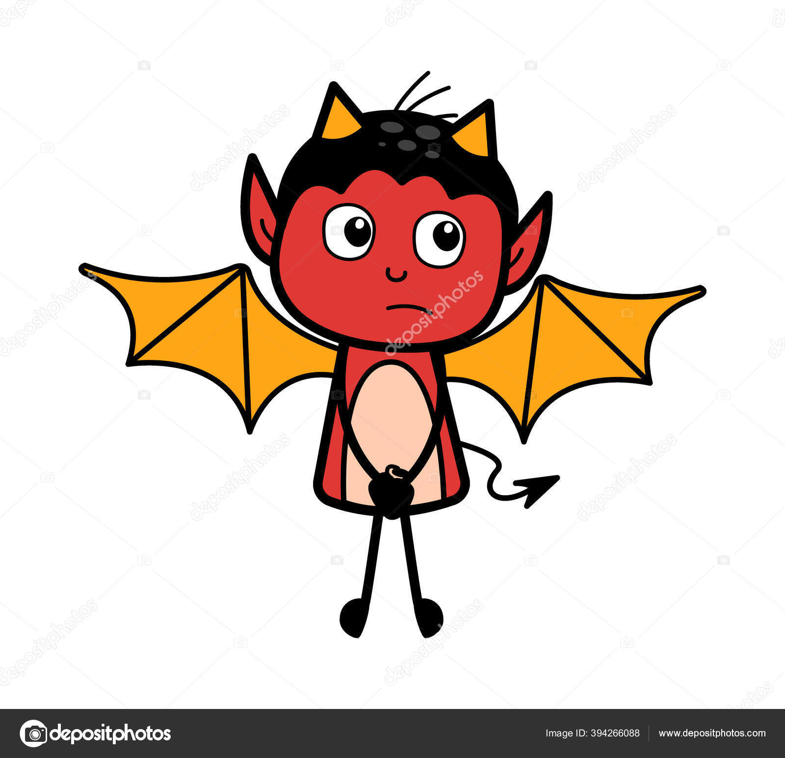 Shy Devil Cartoon Illustration 스톡 벡터 - ©lineartist 394266088