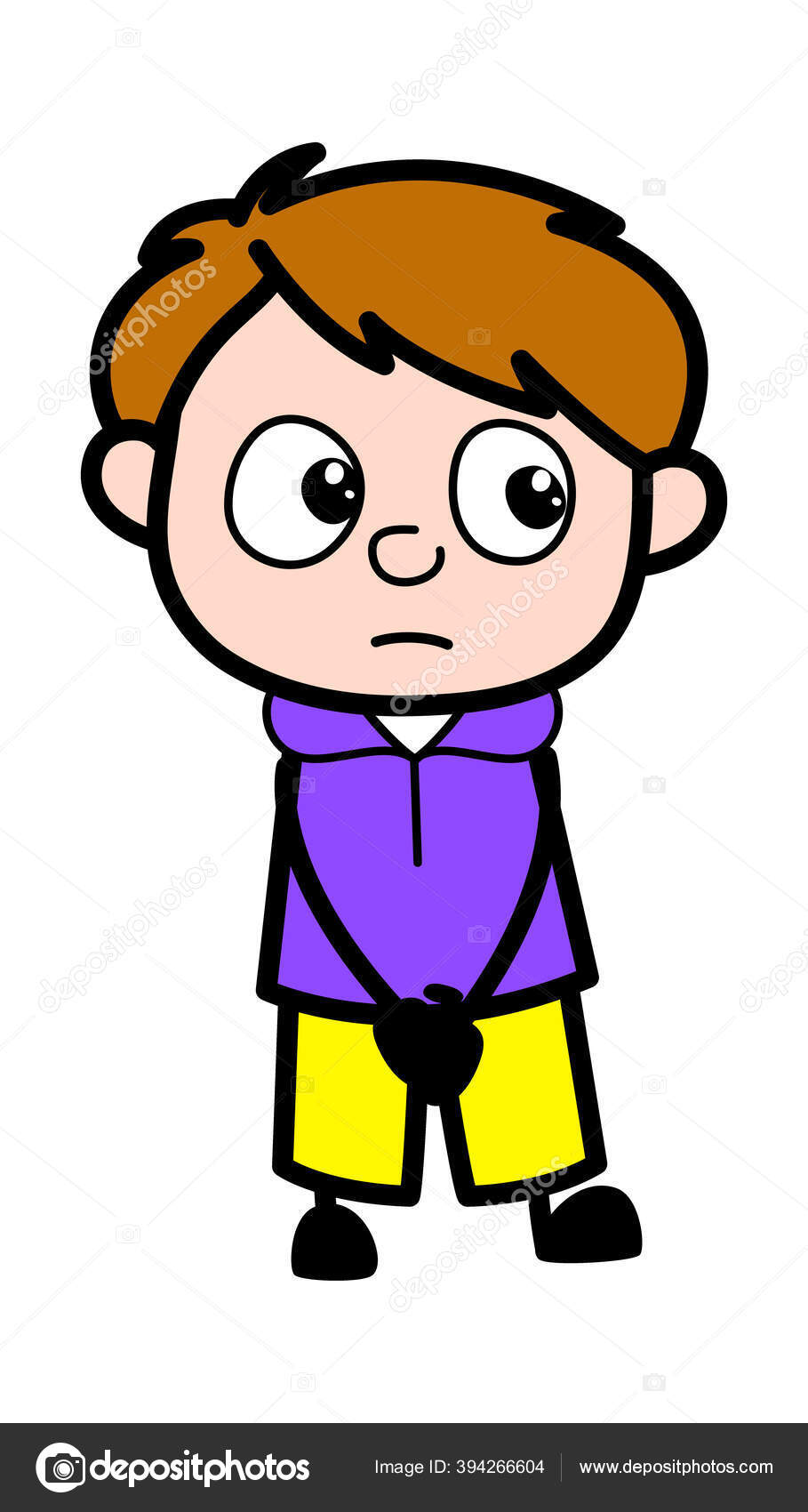 Timide Garçon Dessin Animé Illustration Vecteur par ©lineartist 394266604